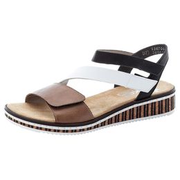 Rieker Damen Riemchensandale, Gr. 36, schwarz, Lederimitat, mehrfarbig, Schuhe, Sommerschuh, Sandalette, Keilabsatz, im modernen Look
