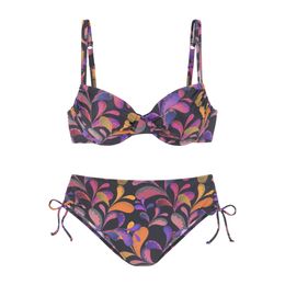 Vivance Damen B&uuml;gel-Bikini, schwarz, Gr. 36, bedruckt, Polyamid, Bikini-Sets, mit h&ouml;herer Hose