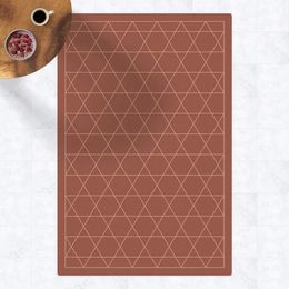 Kork-Teppich - Geometrisches Muster sechseckige Sterne mit Rahmen - Illustration rot Korkmatte Geometrisch Wohnzimmer Schlafzimmer