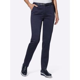 Inspirationen Damen Chinohose, blau, Gr. 40, unifarben, 98% Baumwolle, 2% Elasthan, Hosen