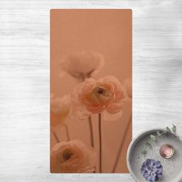 Kork-Teppich - Zarter Strauch an Rosa Bl&uuml;ten - Motiv rosa Korkmatte Rose Wohnzimmer Schlafzimmer