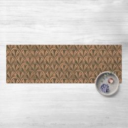 Bilderwelten Kork-Teppich Vintage t&uuml;rkis Korkmatte - Vintage Muster Art Deco B&ouml;gen - Geometrisch Wohnzimmer Schlafzimmer