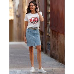 Heine Damen Jeansrock, blau, Gr. 50, unifarben, 98% Baumwolle, 2% Elasthan, R&ouml;cke