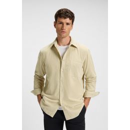BOSS Orange Herren Langarmhemd "Relegant", beige, Gr. S, unifarben, Cord, Obermaterial: 100% Baumwolle, Hemden, aus Cord, reuglar fit, Kentkragen