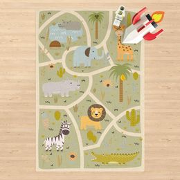 Kork-Teppich - Safari - Die gro&szlig;e Vielfalt der Tiere - Illustration bunt Tiere Korkmatte Elefant Kinderzimmer Baby M&auml;dchen Jungen