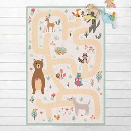 Bilderwelten Kork-Teppich Illustration bunt Tiere Korkmatte - Waldtiere - Freunde auf dem Waldweg - Deko Kinderzimmer Baby M&auml;dchen Jungen