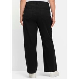 sheego Damen 5-Pocket-Hose, schwarz, Gr. 52, unifarben, 98% Baumwolle, 2% Elasthan, Hosen