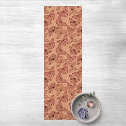 Kork-Teppich - Zarte Rosa Schmetterlinge - Tropisch rosa Tiere Korkmatte Schmetterlinge Wohnzimmer Schlafzimmer