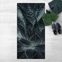 Kork-Teppich - Kaktus mit Sternpunkten bei Nacht - Motiv schwarz Korkmatte Deko Wohnzimmer Schlafzimmer