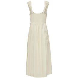 Lascana Damen Maxikleid "mit breiten Tr&auml;gern aus Webware mit Leinenanteil", beige, Gr. 44, unifarben, Web, Obermaterial: 85% Viskose, 15% Leinen.