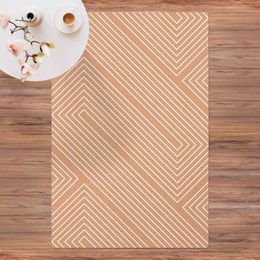 Bilderwelten Kork-Teppich Unifarben weiss Korkmatte - Symmetrische Geometrie aus Wei&szlig;en Linien - Streifen Wohnzimmer Schlafzimmer