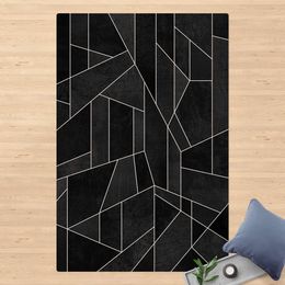 Bilderwelten Kork-Teppich Abstrakt schwarz weiss originell Korkmatte - Schwarz Wei&szlig; Geometrie Aquarell - Geometrisch Wohnzimmer Schlafzimmer