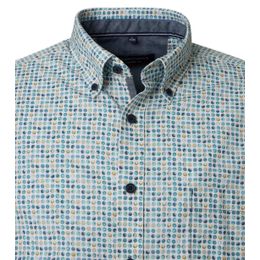 Casamoda Herren Langarmhemd "Casamoda Freizeithemd Print", blau, Gr. XL, bedruckt, 100% Baumwolle, Hemden