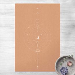 Kork-Teppich - Astrologie Umlaufbahn Planeten Wei&szlig; - Illustration weiss Spirituell Korkmatte Sternzeichen Wohnzimmer Schlafzimmer