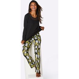 w&auml;schepur W&Auml;SCHEPUR Damen Schlafanzug, Gr. 52, schwarz-wei&szlig;, 50% Baumwolle, 50% Viskose, Homewear-Sets