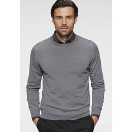 OLYMP Herren Rundhalspullover "OLYMP Strick Casual", grau, Gr. XL, Obermaterial: 100% Schurwolle, Pullover, moderner Strickpullover