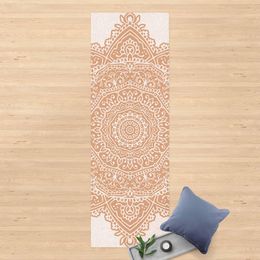Kork-Teppich - Mandala Indische Ornamente - Orientalisch weiss Spirituell Korkmatte Mandala Wohnzimmer Schlafzimmer