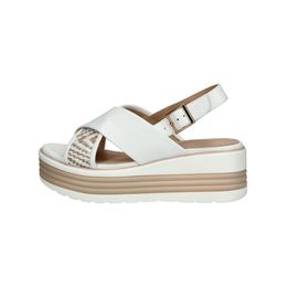 REGARDE LE CIEL Damen Keilsandalette "Regarde Le Ciel Sandalen Leder/Textil", Gr. 41, wei&szlig;, Leder, Textil, Schuhe