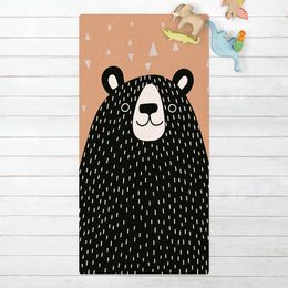 Kork-Teppich - Tierpark mit Mustern - B&auml;r - Illustration weiss Tiere Korkmatte B&auml;r Kinderzimmer Baby M&auml;dchen Jungen
