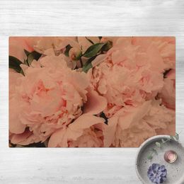 Kork-Teppich - Pfingstrosen Hellrosa - Landhaus rosa Blumen Korkmatte Rose Wohnzimmer Schlafzimmer