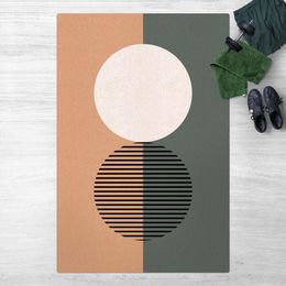 Bilderwelten Kork-Teppich Abstrakt blau Korkmatte - Bauhaus Ulm Blau - Geometrisch Wohnzimmer Schlafzimmer
