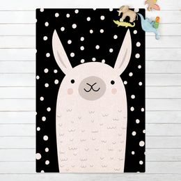 Bilderwelten Kork-Teppich Illustration schwarz Tiere Korkmatte - Tierpark mit Mustern - Lama - Deko Kinderzimmer Baby M&auml;dchen Jungen