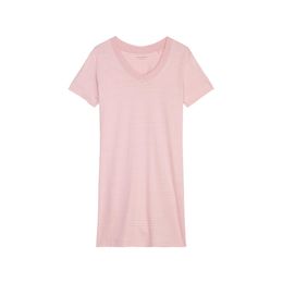 Marc O'Polo MARC O'POLO Damen Nachthemd, Gr. XS, rosa, Single Jersey, Obermaterial: 100% Baumwolle, gestreift, Kleider, V-Ausschnitt, Kurzarm