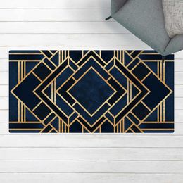 Kork-Teppich - Art Deco Gold - Abstrakt gold originell Aquarell Geometrisch Wohnzimmer Schlafzimmer