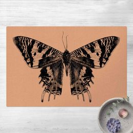Kork-Teppich - Illustration fliegender Madagaskar Schmetterling - Illustration schwarz Tiere Korkmatte Schmetterlinge Wohnzimmer Schlafzimmer