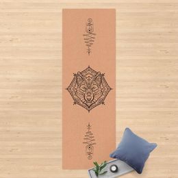 Kork-Teppich - Mandala Wolf - Orientalisch schwarz Tiere Korkmatte Mandala Wohnzimmer Schlafzimmer