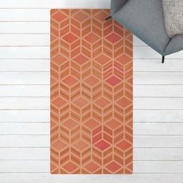 Kork-Teppich - Take the Cake Gold und Rose - Illustration rosa Aquarell Geometrisch Wohnzimmer Schlafzimmer