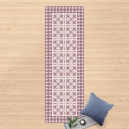 Kork-Teppich - Marokkanische Fliesen mit Ornamenten mit Fliesenrahmen - Illustration violett Fliesenoptik Deko Wohnzimmer Schlafzimmer