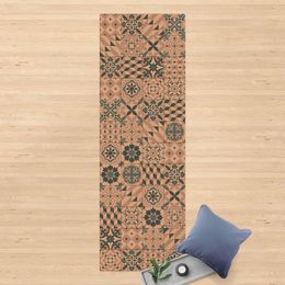 Bilderwelten Kork-Teppich Illustration blau Fliesenoptik - Geometrischer Fliesenmix Blaugrau - Deko Wohnzimmer Schlafzimmer