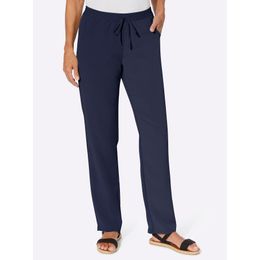 Classic Basics Damen Schlupfhose, blau, Gr. 21, gebl&uuml;mt, gemustert, unifarben, 100% Polyester, Hosen