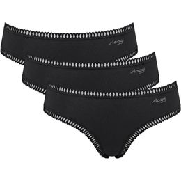 Sloggi Damen Hipster "GO Crush Hipster C3P", Gr. L, schwarz, Single Jersey, Obermaterial: 95% Baumwolle, 5% Elasthan, Unterhosen, mit Spitzendetails