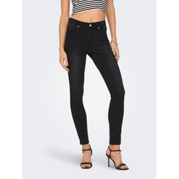 Only Damen Skinny-fit-Jeans "ONLWAUW MID SK BJ1097", schwarz, Gr. L, Abriebeffekte, Denim/Jeans, Obermaterial: 56% Baumwolle, 39% Polyester, 3%