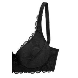 Lascana Damen Bralette-BH "BH ohne B&uuml;gel, Bralette, Spitzen-BH, Mably", Gr. 90, schwarz, Spitze, Obermaterial: 83% Polyamid, 11% Elasthan, 6%