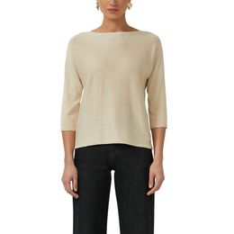 Damen 3/4 Arm-Pullover, beige, Gr. 46, s.Oliver BLACK LABEL, unifarben, Strick, Obermaterial: 90% Viskose, 10% metallisierte Fasern, Pullover, mit