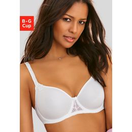 Lascana Damen Minimizer-BH, Gr. 90, wei&szlig;, Microtouch, Obermaterial: 83% Polyamid, 12% Elasthan, 5% Polyester, BHs, mit B&uuml;gel, mit h&uuml;bscher Stickerei