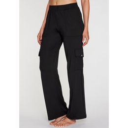 H.I.S. H.I.S Damen Cargohose, Gr. 36schwarz, Obermaterial: 90% Polyester, 10% Elasthan, unifarben, Basic, Hosen, mit 6 praktischen Taschen, Loungewear