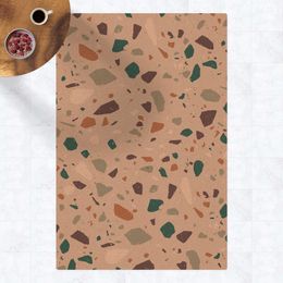 Kork-Teppich - Detailliertes Terrazzo Muster Grosseto - modern gr&uuml;n Mosaik Deko Wohnzimmer Schlafzimmer