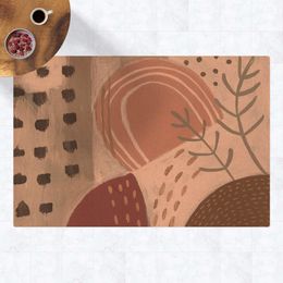Bilderwelten Kork-Teppich Abstrakt beige originell Korkmatte - Karneval der Formen in Beere I - Deko Wohnzimmer Schlafzimmer