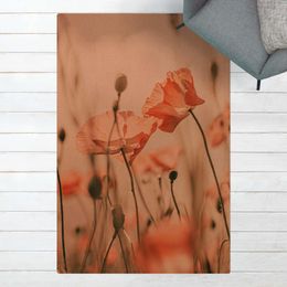 Kork-Teppich - Mohnbl&uuml;ten im Sommerwind - Motiv rot Korkmatte Mohn Wohnzimmer Schlafzimmer
