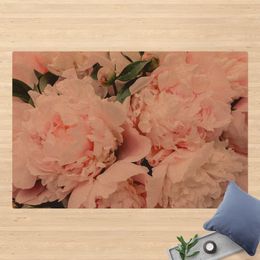 Bilderwelten Kork-Teppich Landhaus rosa Blumen Korkmatte - Pfingstrosen Hellrosa - Rose Wohnzimmer Schlafzimmer