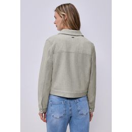Street One Damen Blousonsmoke beige, Gr. 44, Fischgratmuster, Web, Obermaterial: 54% Baumwolle, 40% Viskose, 6% Elasthan. Futter: 100% Polyester,