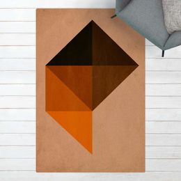 Kork-Teppich - Geometrisches Trapez - modern orange originell Korkmatte Deko Wohnzimmer Schlafzimmer