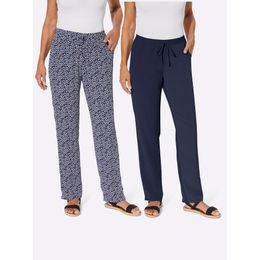 Classic Basics Damen Schlupfhose, blau, Gr. 20, gebl&uuml;mt, gemustert, unifarben, 100% Polyester, Hosen
