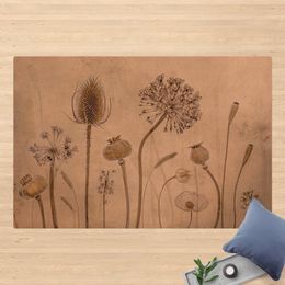 Kork-Teppich - Growing Old - Vintage beige Korkmatte Pflanzen Wohnzimmer Schlafzimmer