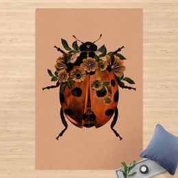 Kork-Teppich - Illustration floraler Marienk&auml;fer - Illustration rot Tiere Korkmatte Insekten Wohnzimmer Schlafzimmer