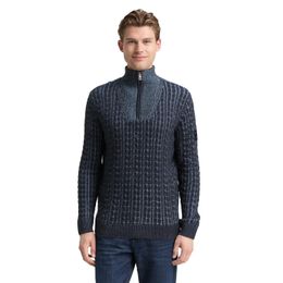 Tom Tailor Herren Troyernavy blau plated, Gr. XXL, Strukturmuster, Strick, Obermaterial: 60% Baumwolle, 40% Polyacryl, Pullover, mit Rippb&uuml;ndchen